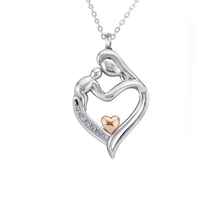 in memory necklace | mother and son cremtion ash jewelry in memory necklace