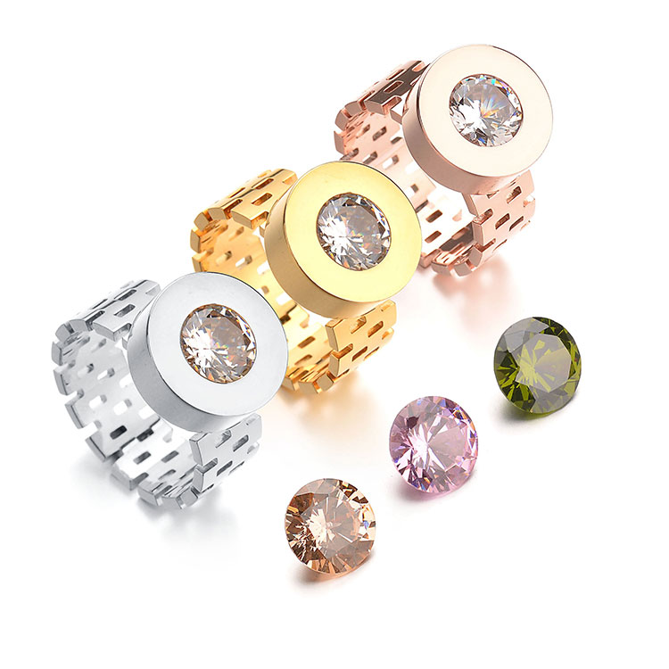 Marlary fashion design stainless steel DIY big stone changing color ...