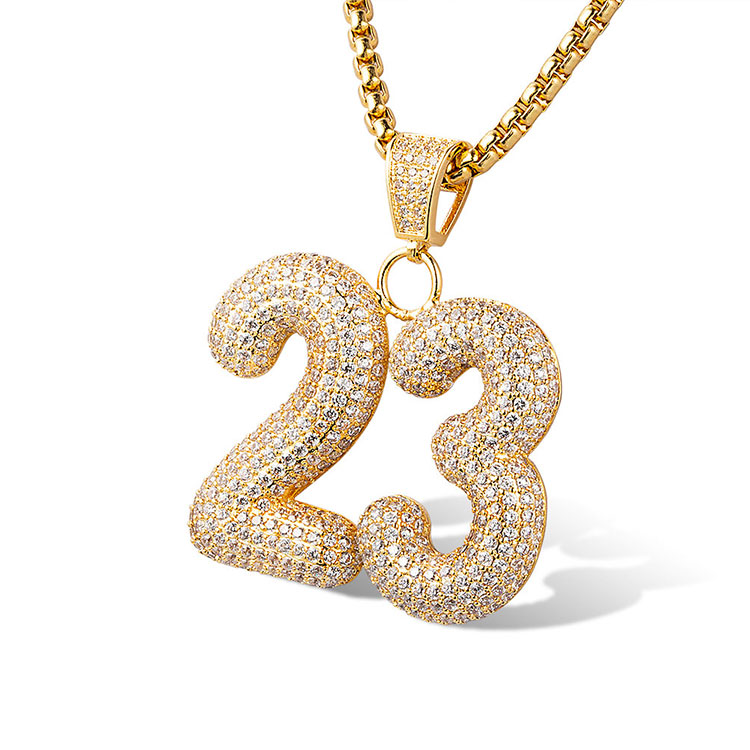 Wholesale High Quality Iced Out Bling Number 23 Pendant Charm Necklace ...