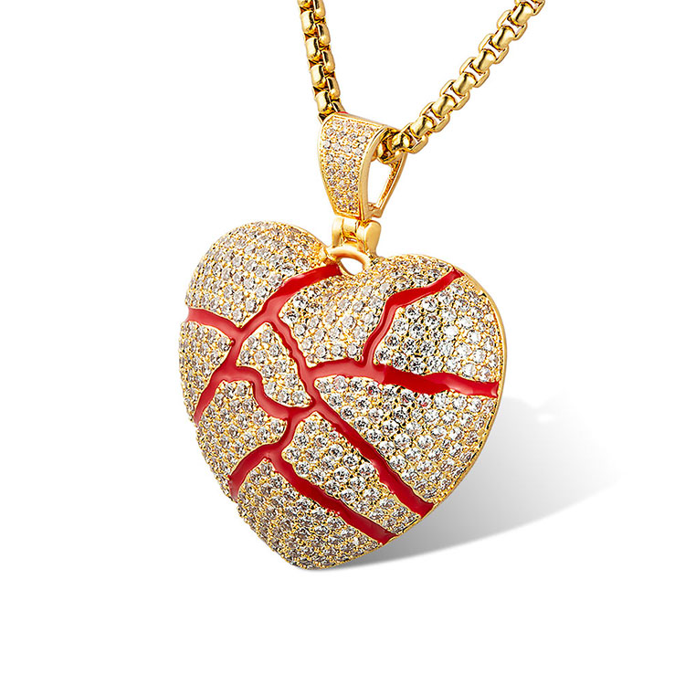 Hip Hop 10K Gold Cubic Zirconia Micro Paved Full Iced Out Heart ...