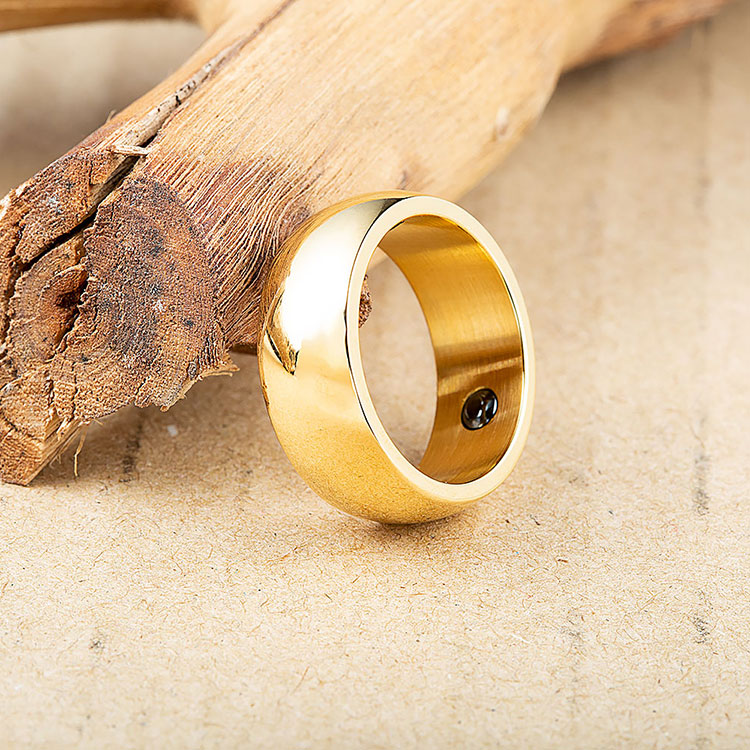 Simple Smooth 18K Rose Gold Plated Stainless Steel Magnetic Ring For ...