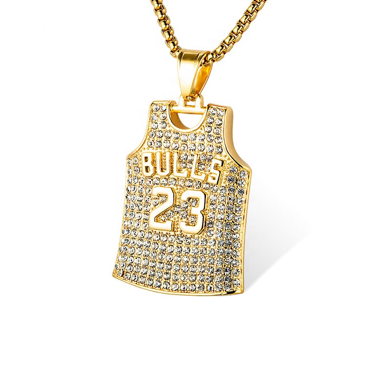 Mens Jewelry Gold Plated Stainless Steel Zircon Iced Out Bulls Basket ...